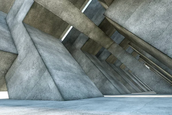 3D rendering Abstract concrete interior with geometric shapes, modern ...