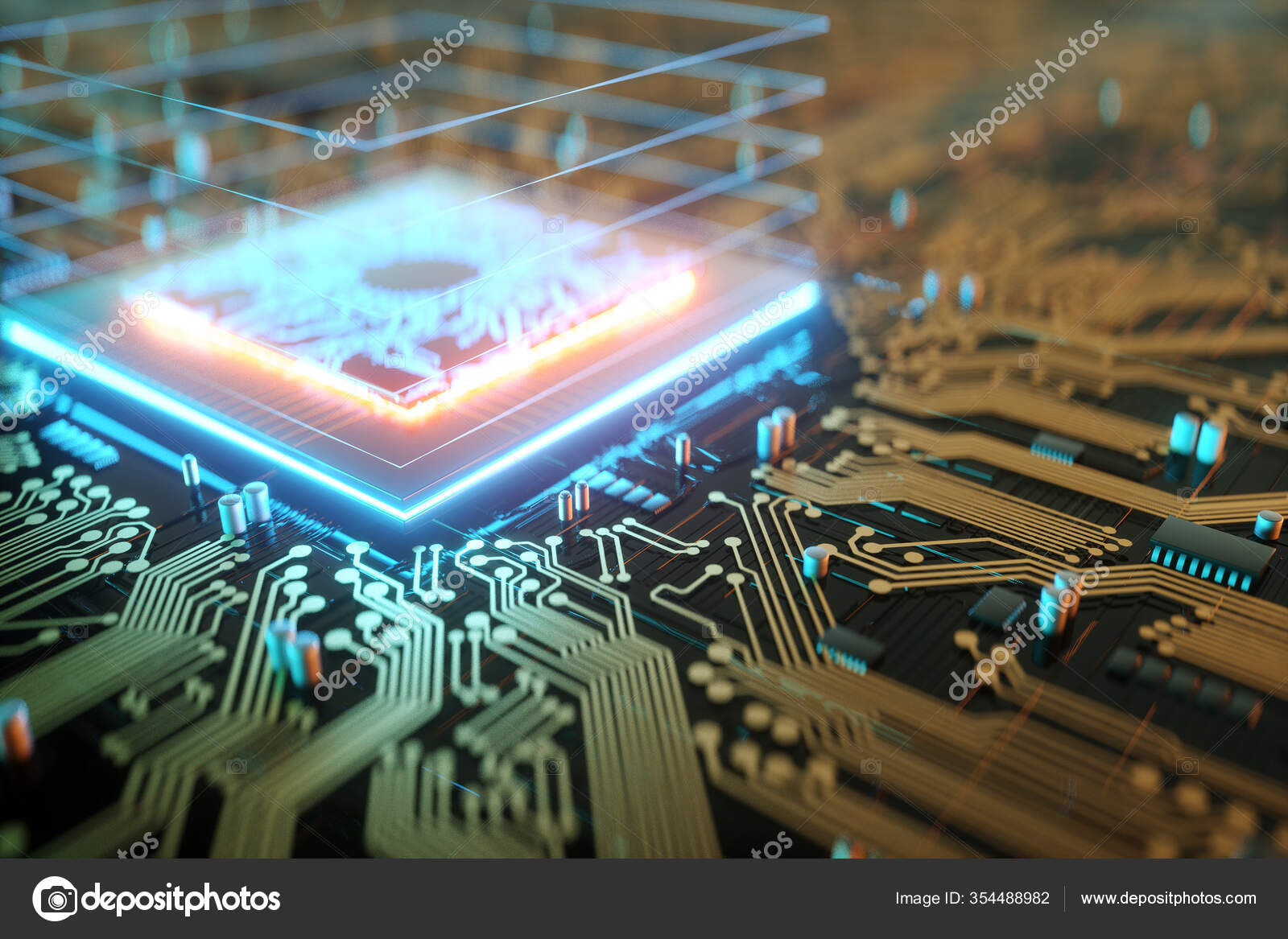 Render Cpu Technological Background Concept Circuit Board Computer ...