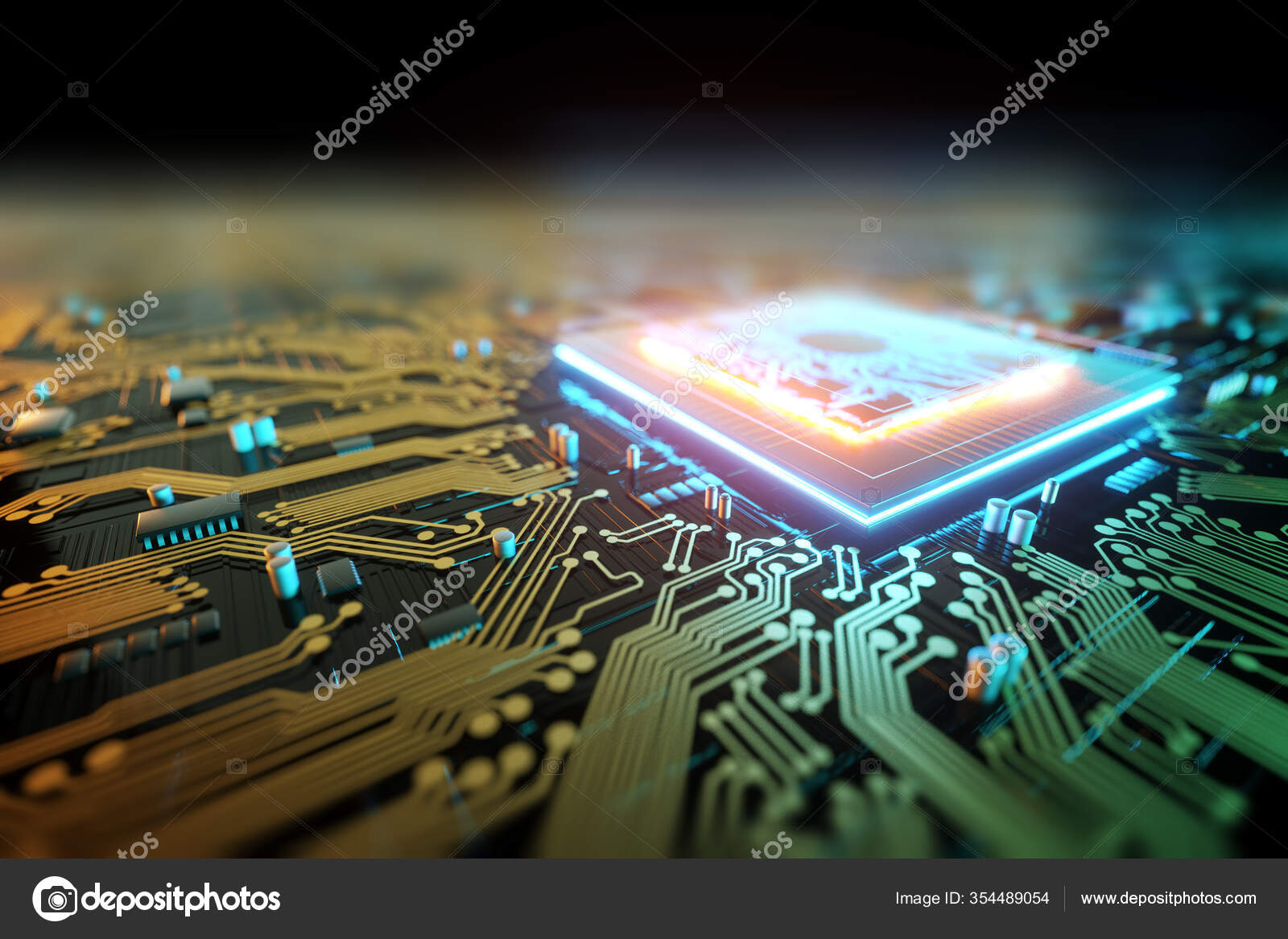 Render Cpu Technological Background Concept Circuit Board Computer ...