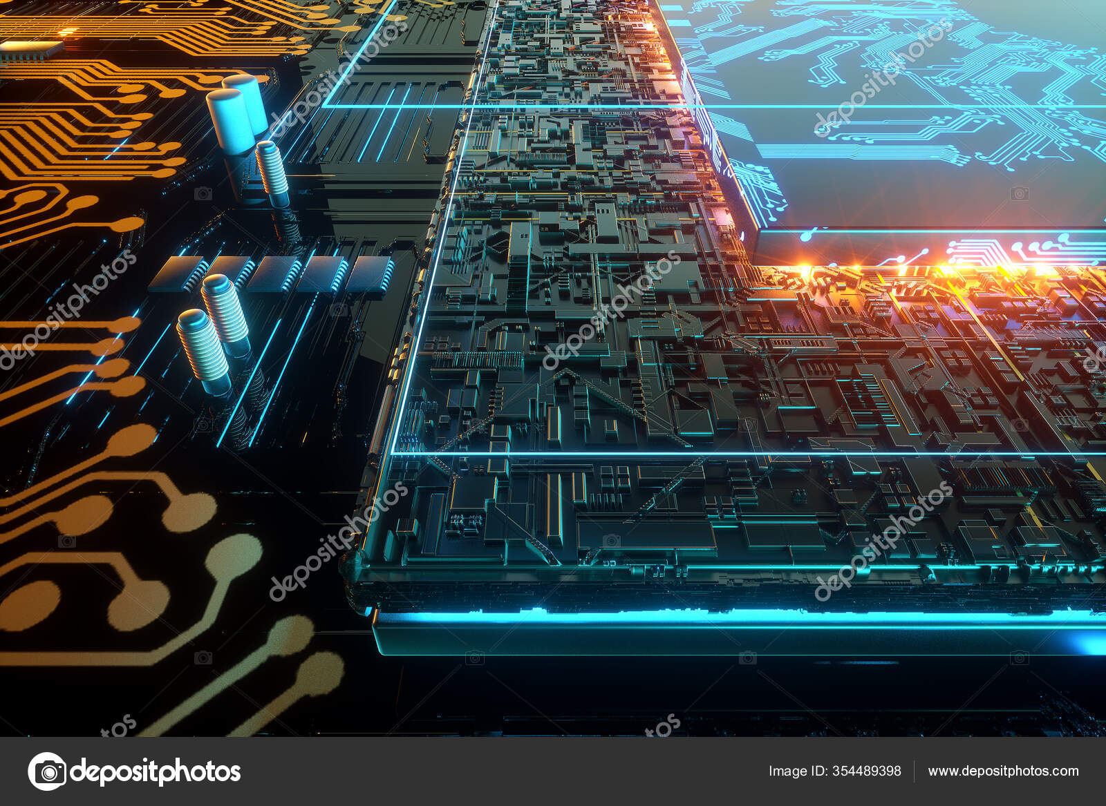 Render Cpu Technological Background Concept Circuit Board Computer ...