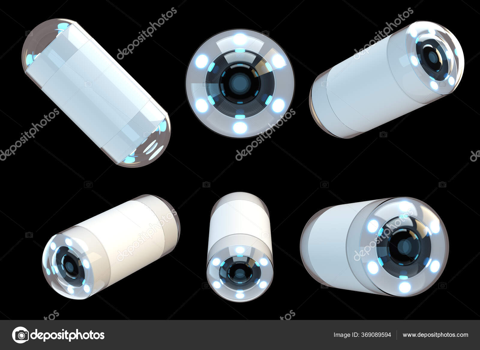 Capsule Size Camera Endoscopy Isolated Black Background Concept ...