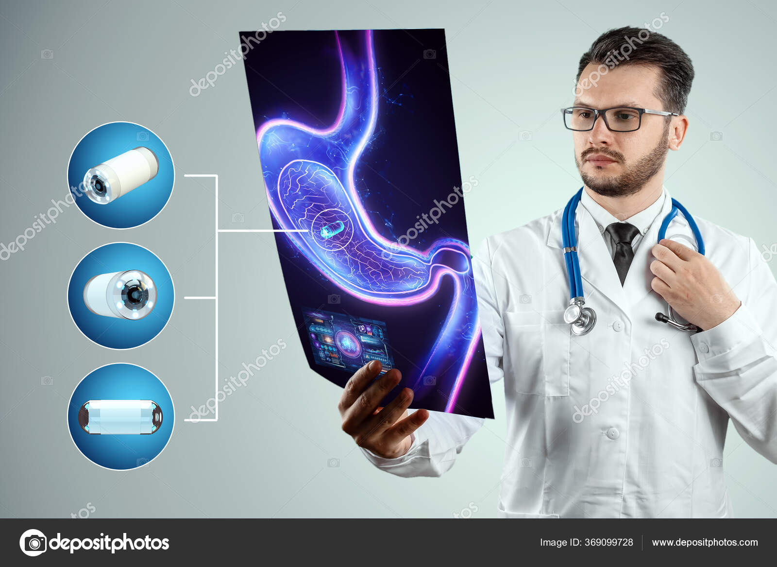 Doctor Background Hologram Stomach Camera Size Capsule Stomach ...
