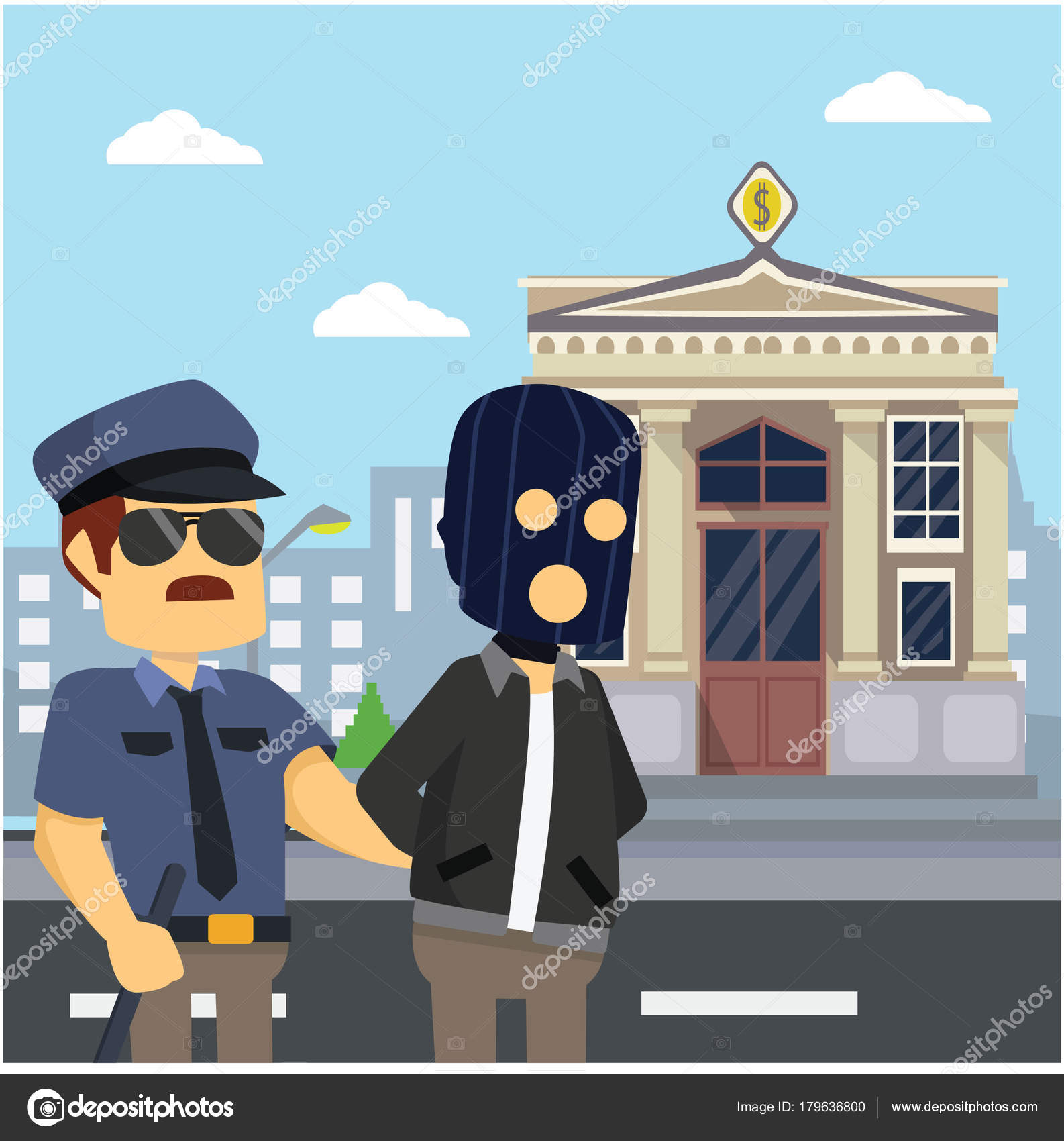 Robber Get Caught Police Stock Vector by ©simpledesign79 179636800