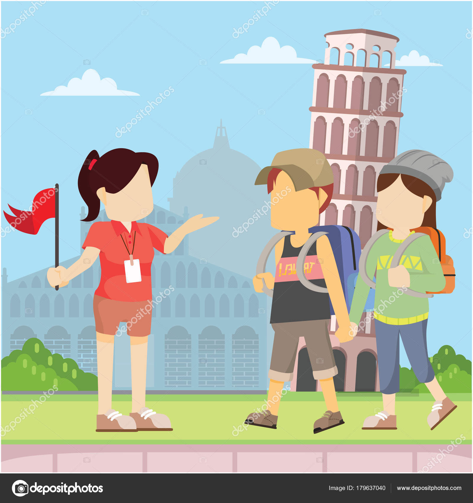 Construction Worker Holding Hammer Infront Tower Stock Illustration by ...