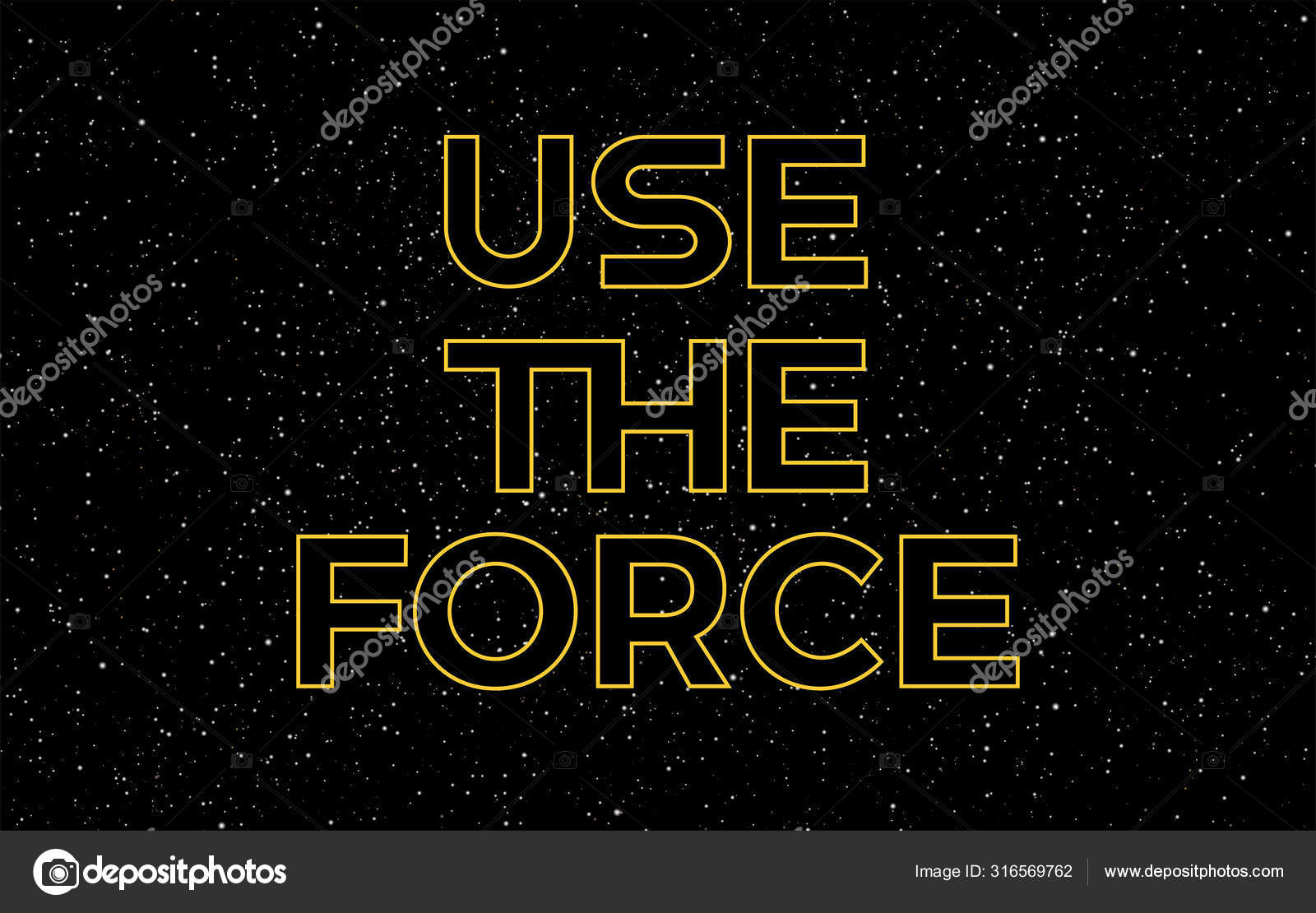 Use the force yellow text on starry night sky background - vecto Stock ...