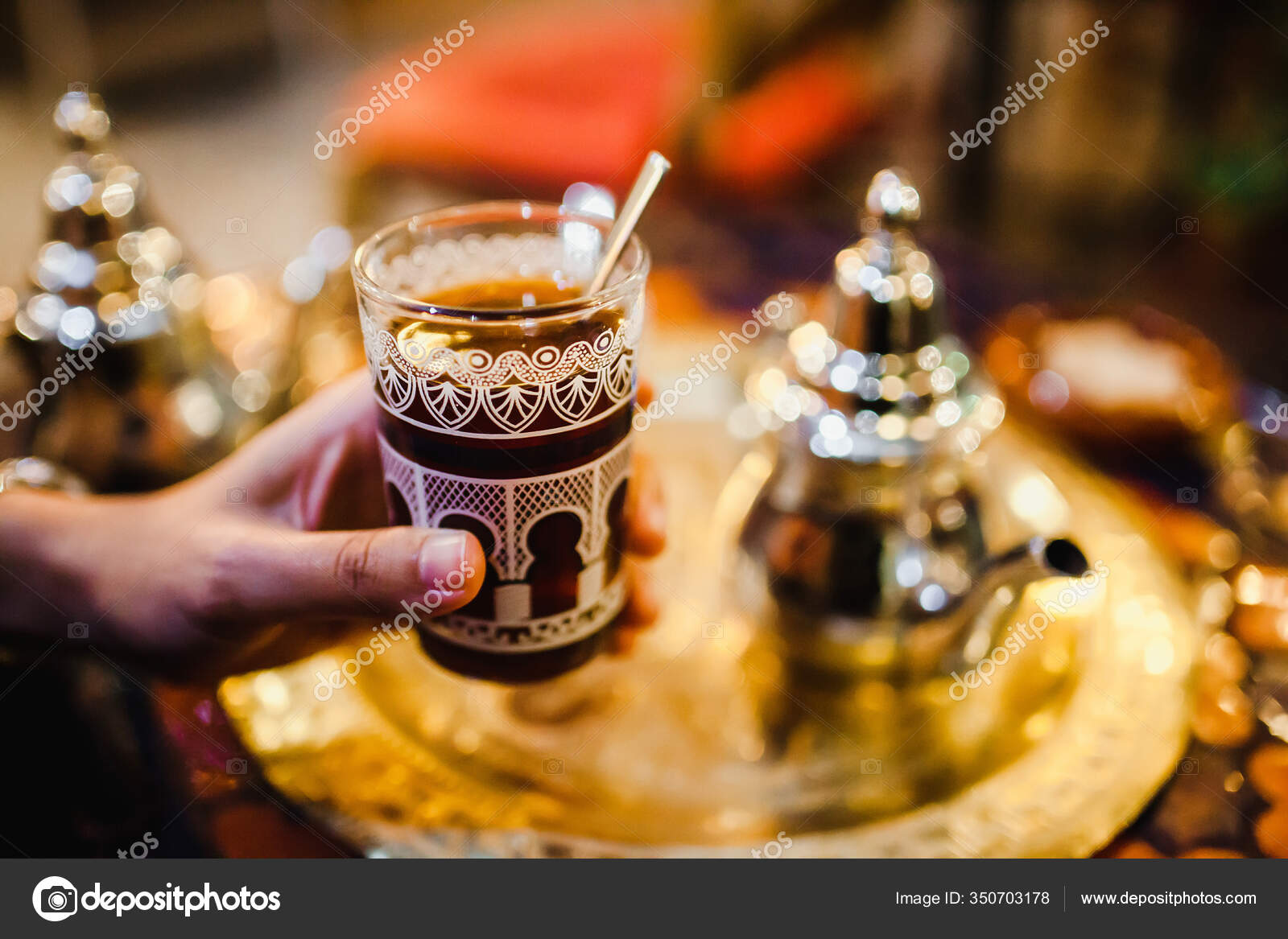 Traditional Arabic Tea Cup Arab People Drinking Tea Ramadan Stock Photo ...