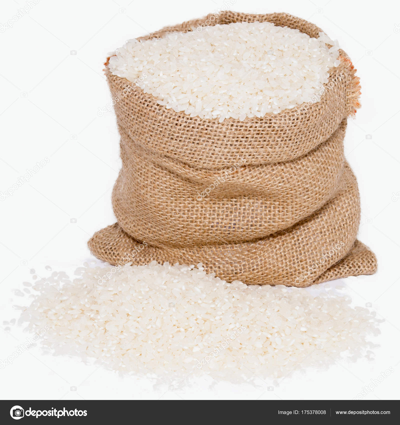White rice in burlap sack Stock Photo by ©Jamakosy 175378008