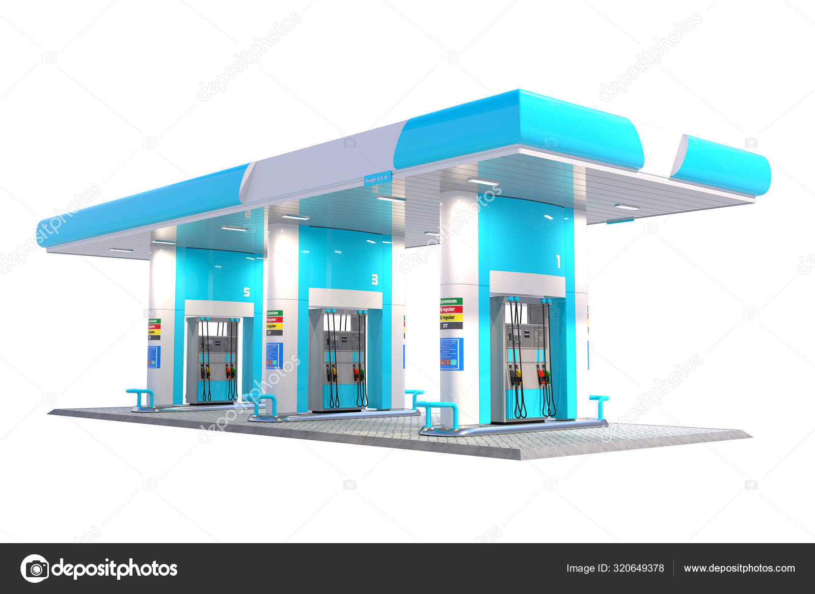 Gas Station Canopy Render Stock Illustration by ©Falcone711 #320649378