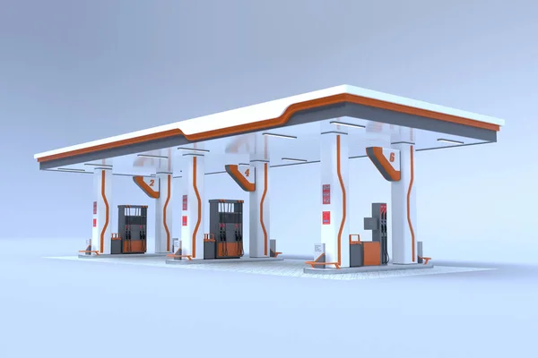 Gas Station Canopy Structural Design Easy Installation Steel Space
