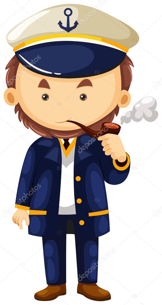 Sea captain with smoking pipe Stock Vector Image by ©interactimages ...