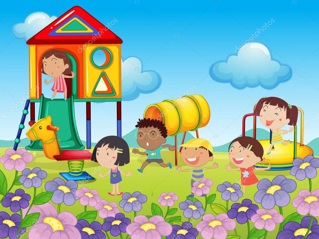 Playgrounds With Kids Clip Art