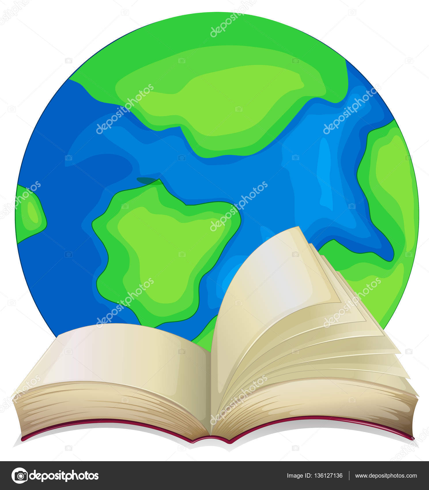 Libro y el mundo sobre fondo blanco Vector de stock #136127136 de ...