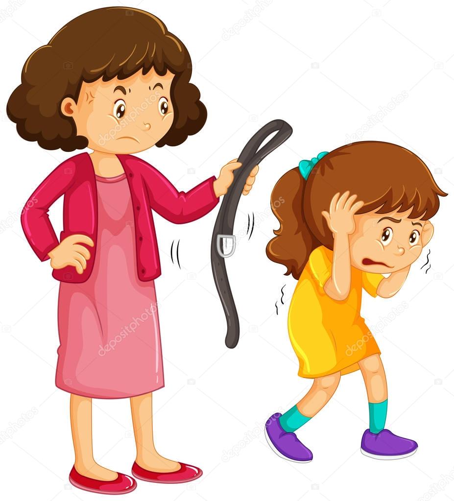 Chica siendo castigado por madre 2024