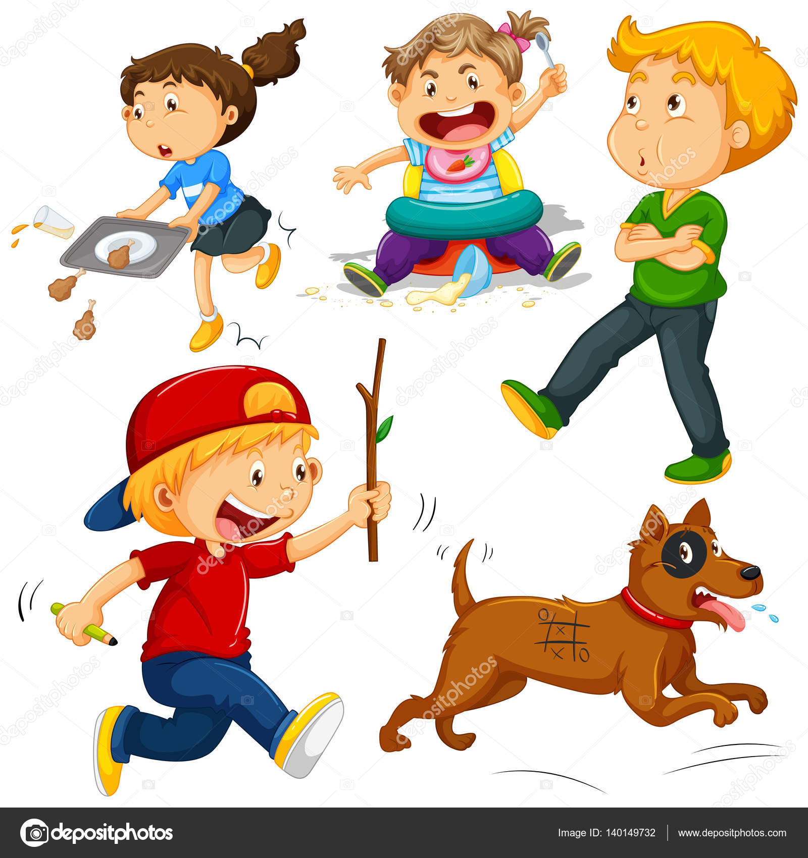 Kids in different actions Stock Vector Image by ©interactimages #140149732