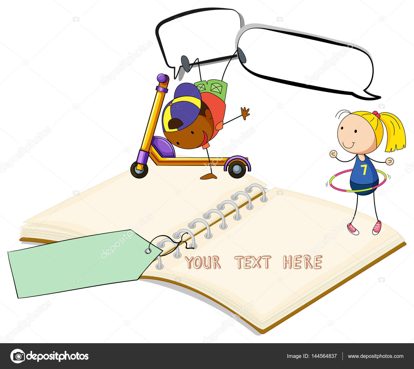 Blank book with two kids playing Stock Vector Image by ©interactimages ...