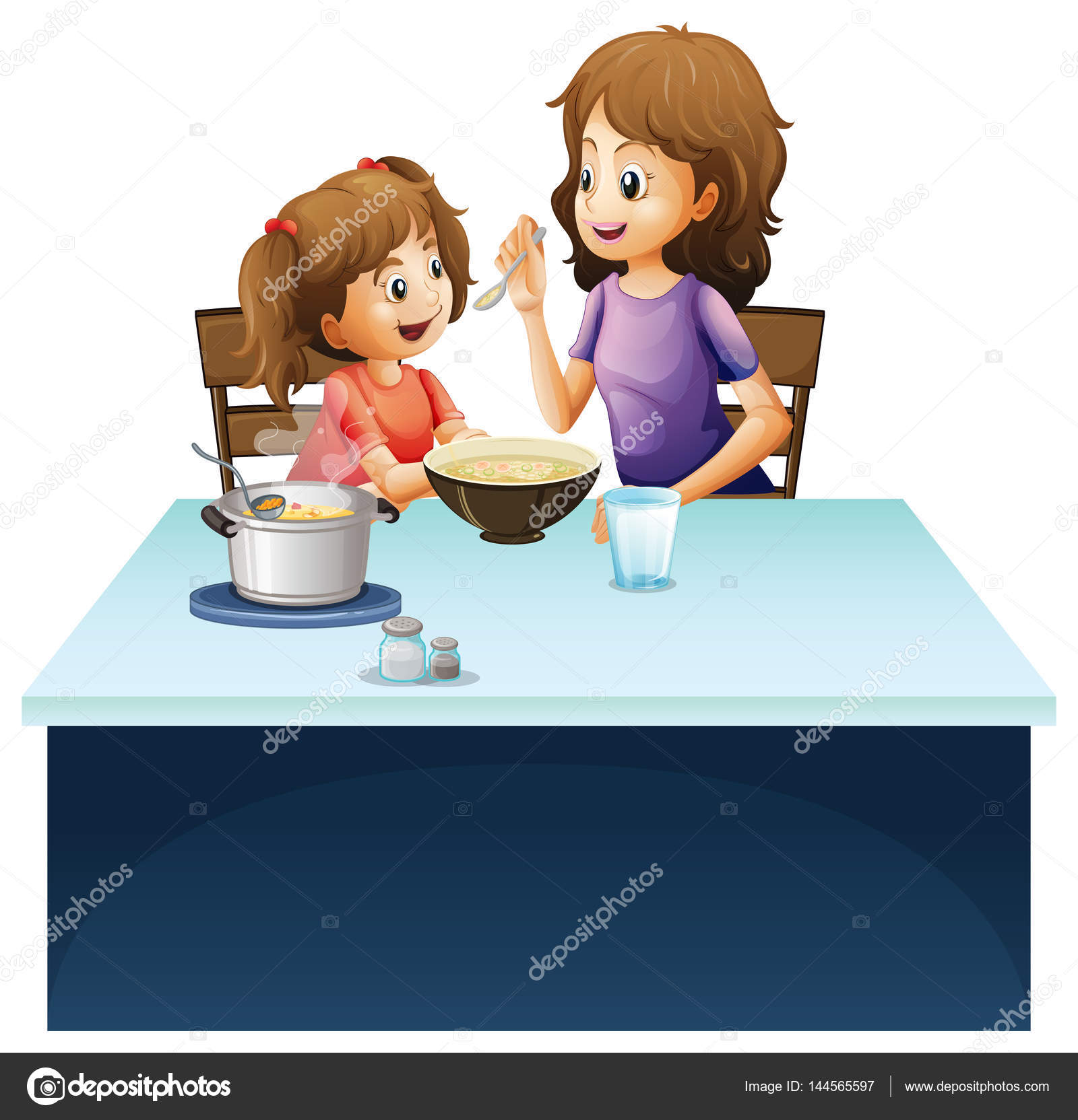 Niños En La Mesa Clipart