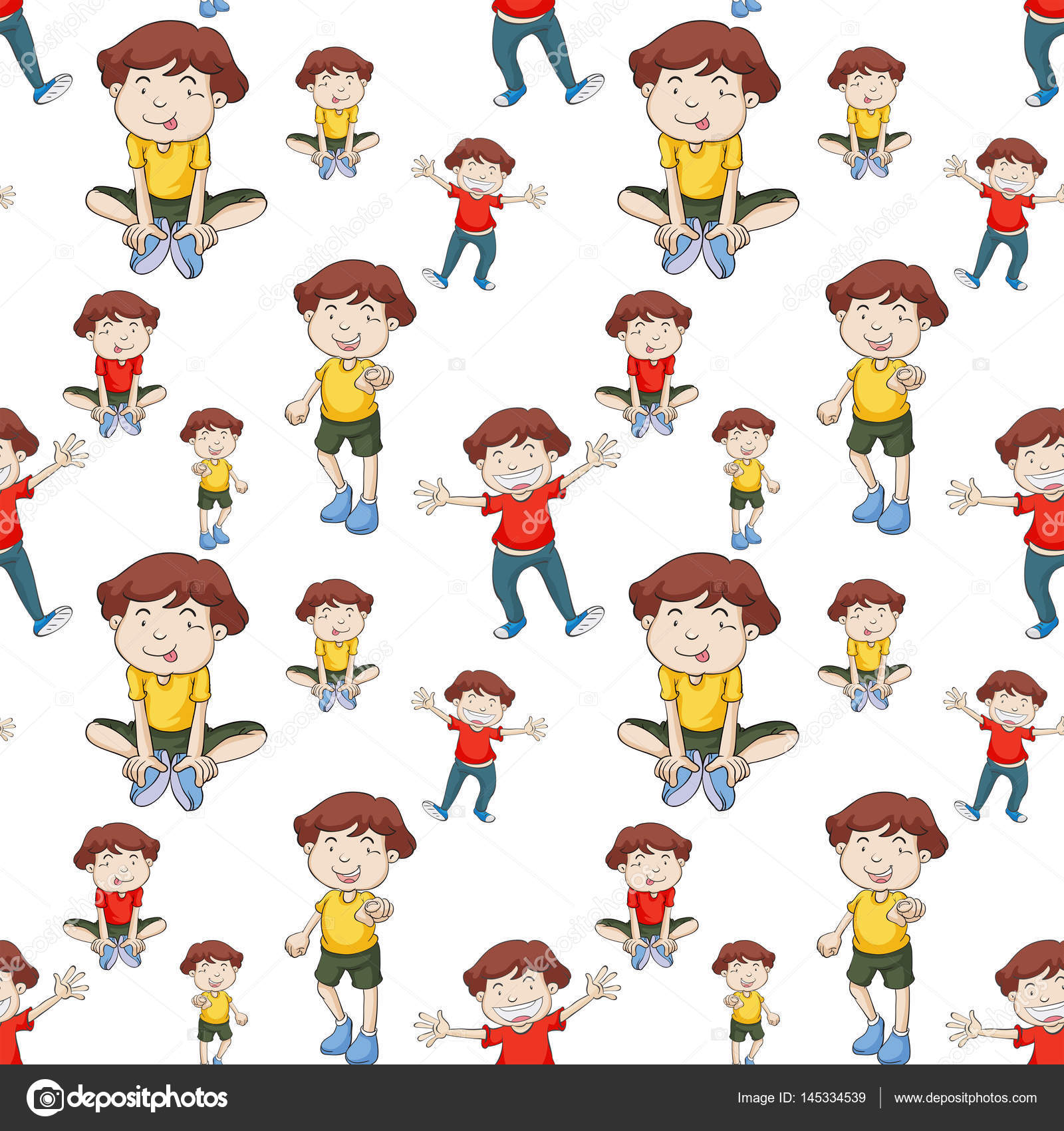 Seamless background with boys in yellow and red shirts Stock Vector by ...