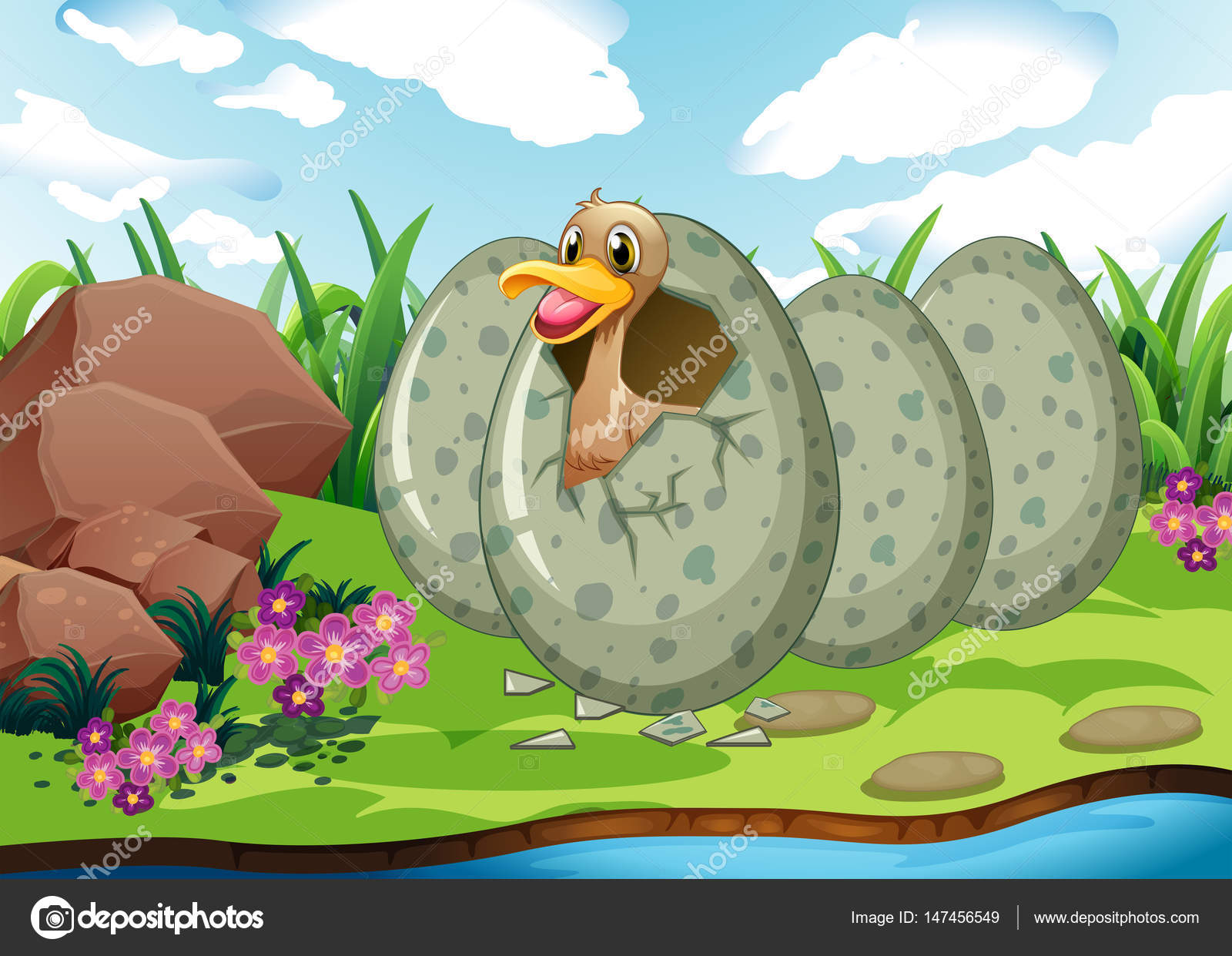 River scene with duck hatching egg Stock Vector by ©interactimages ...