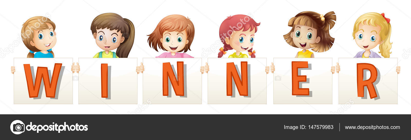 Girls holding sign for winner Stock Vector by ©interactimages 147579983