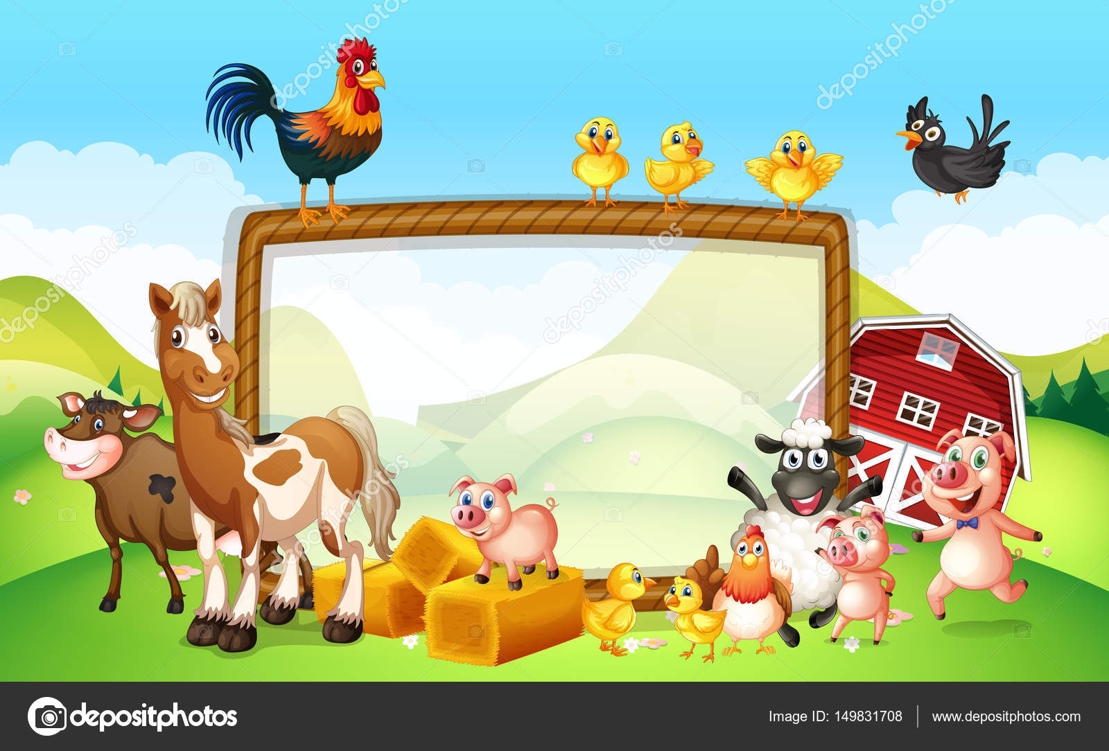 Frame design with farm animals Stock Vector by ©interactimages 149831708