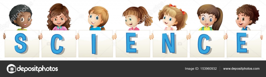 Niños sosteniendo palabra para la ciencia Vector de stock por ...