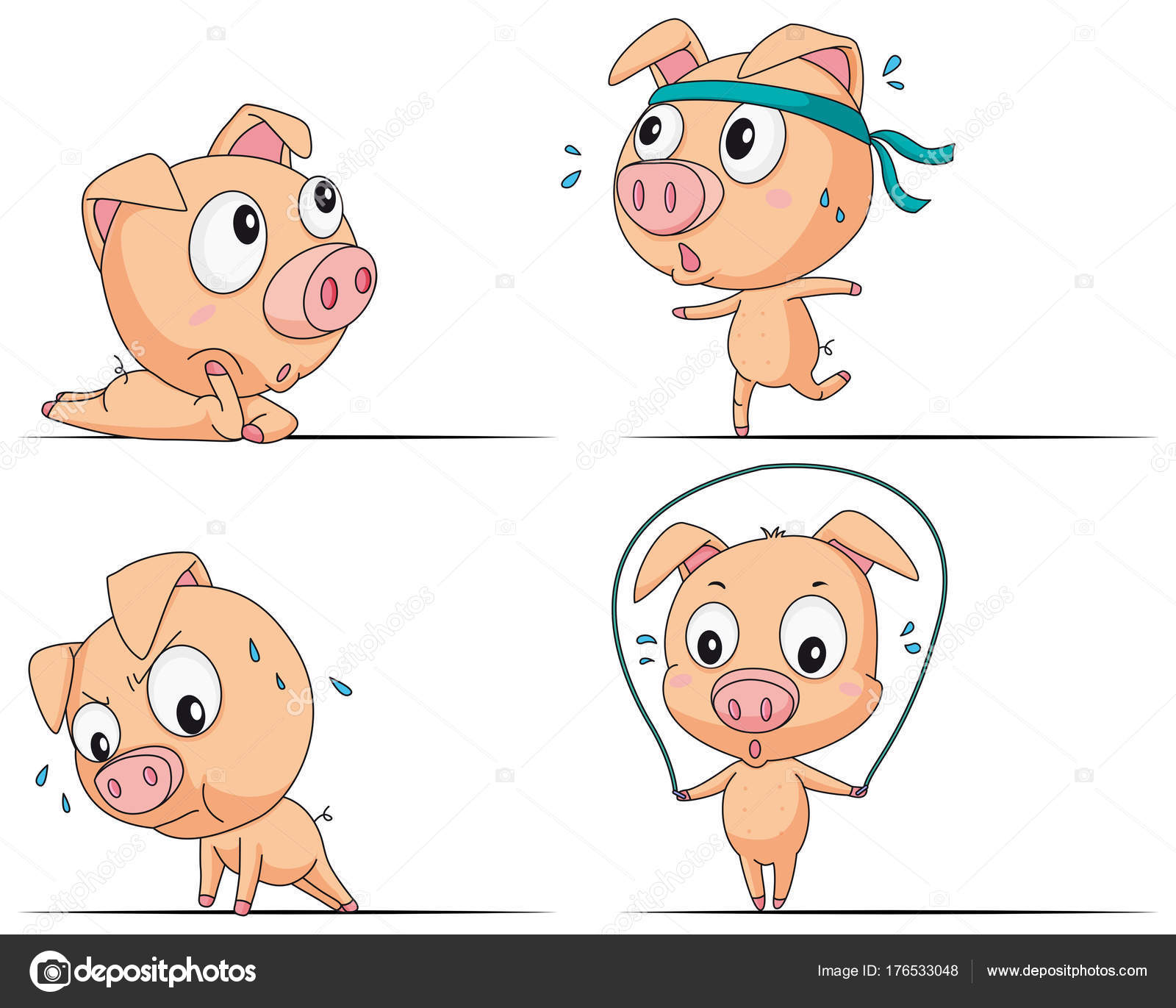Little pig doing different exercises Stock Vector by ©interactimages ...