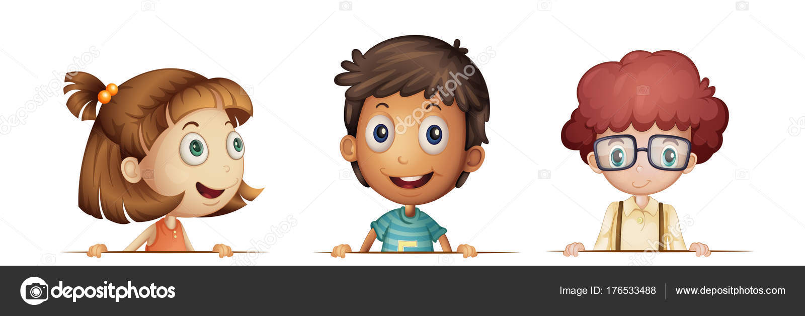 Three kids with happy face Stock Vector Image by ©interactimages #176533488