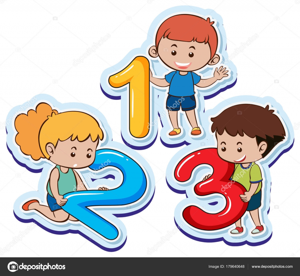 Happy children with number one two three Stock Vector by ...
