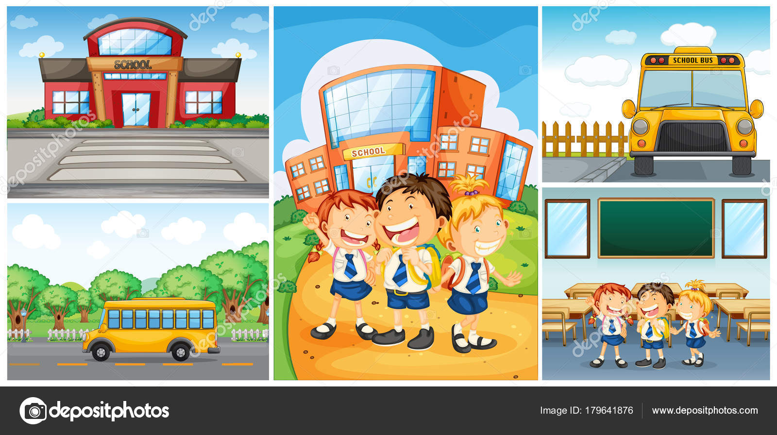Children and different school scenes Stock Vector by ©interactimages ...