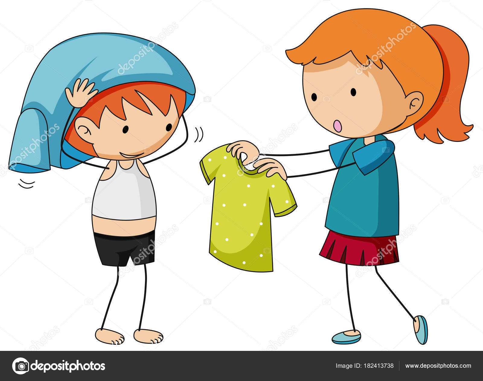 Girl Getting Dressed Clip Art