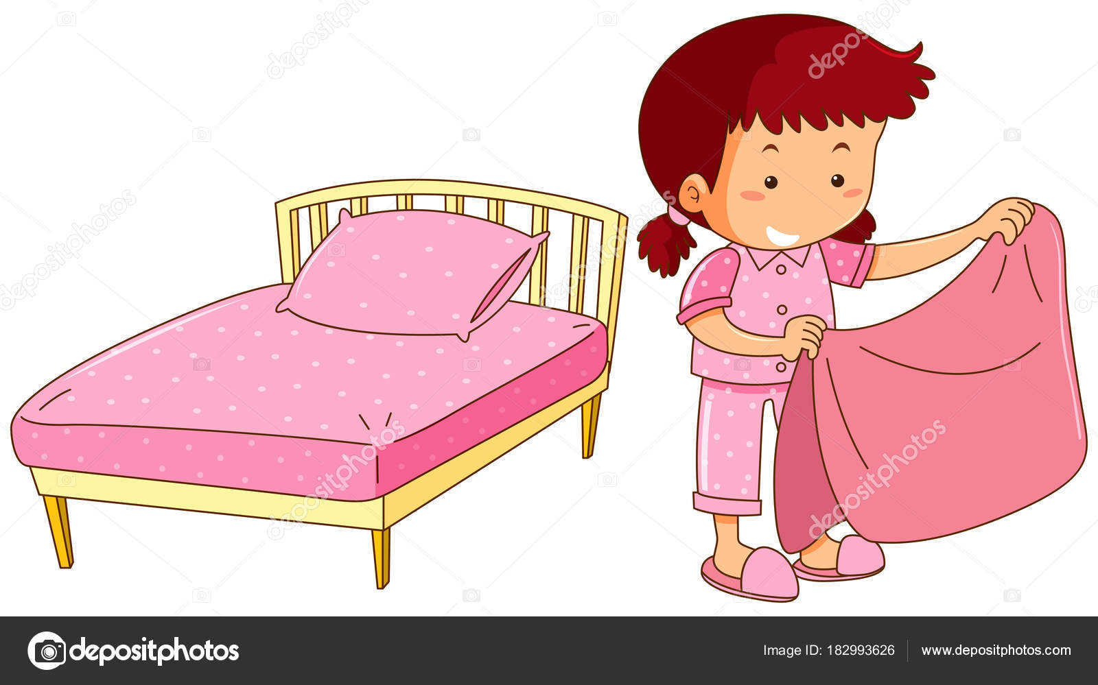 Little girl making bed Stock Vector by ©interactimages 182993626