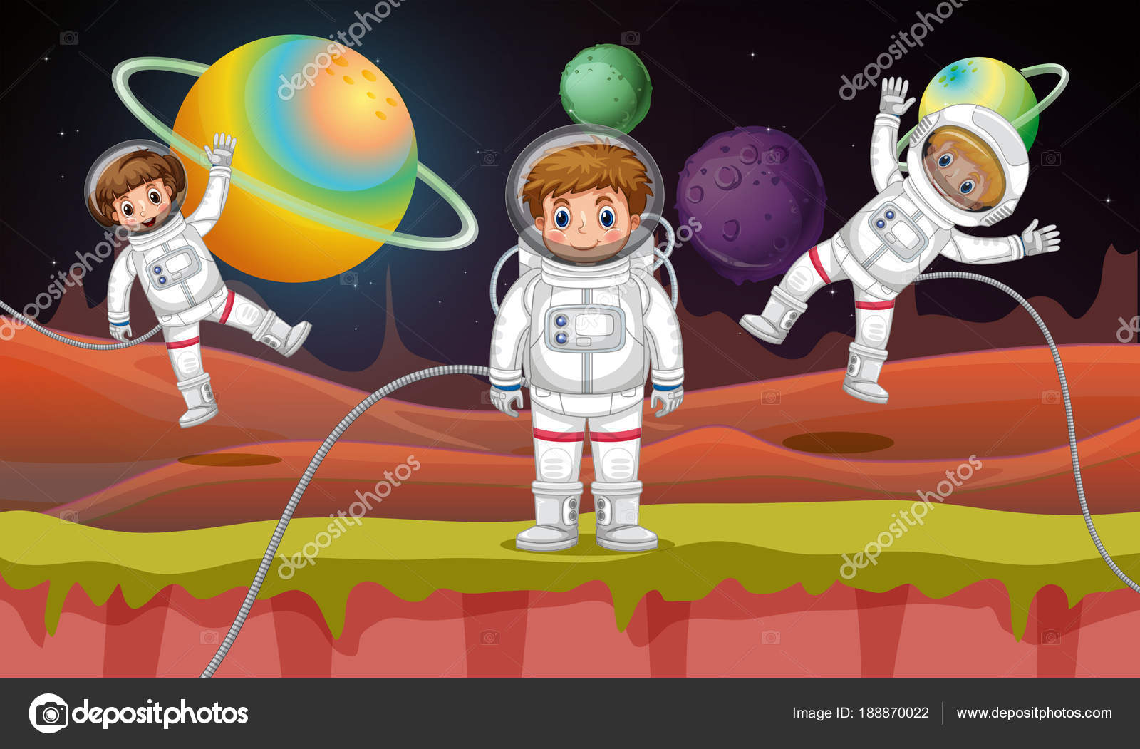 Astronautas Volando En El Espacio