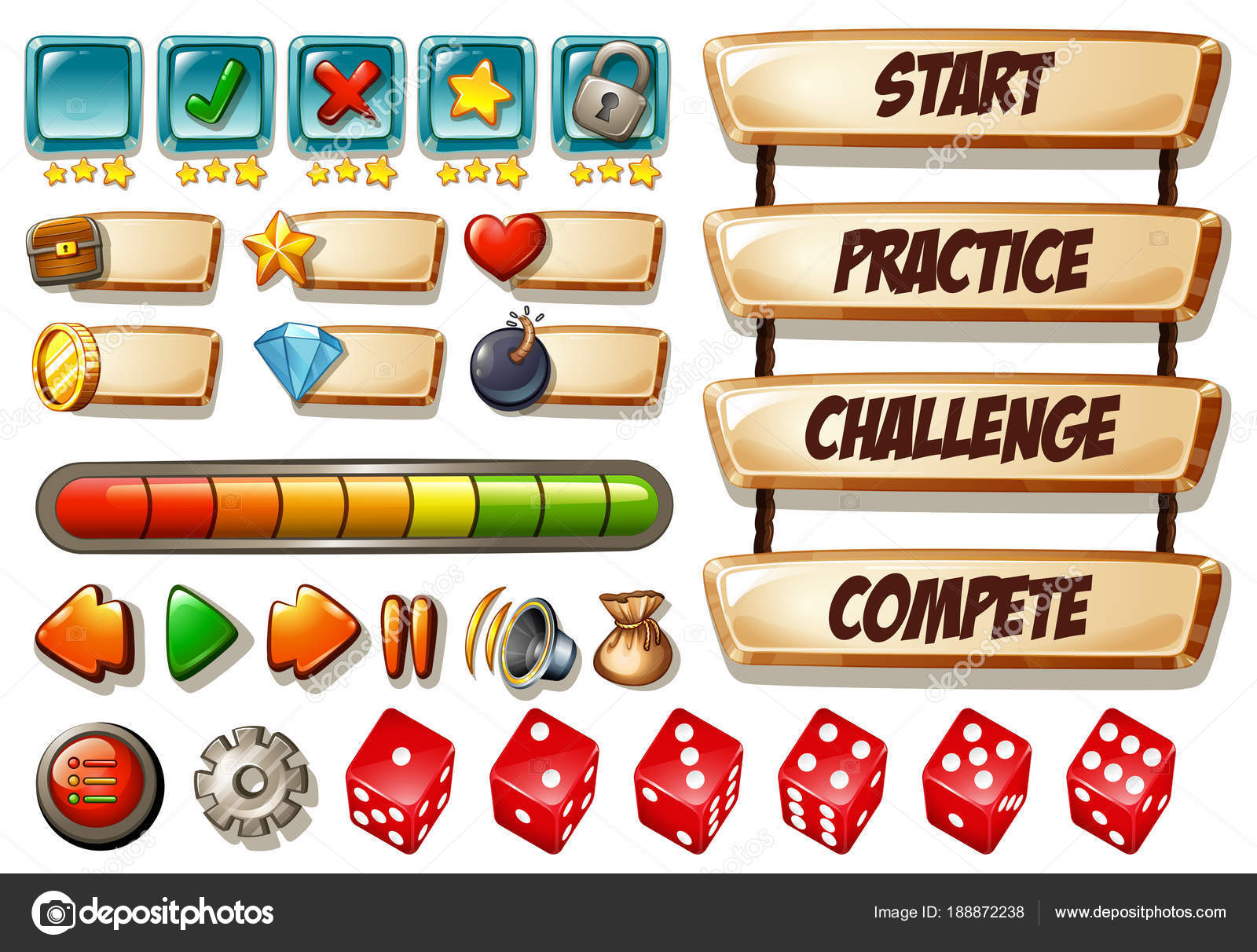 Game elements with dices and other icons Stock Vector Image by ...