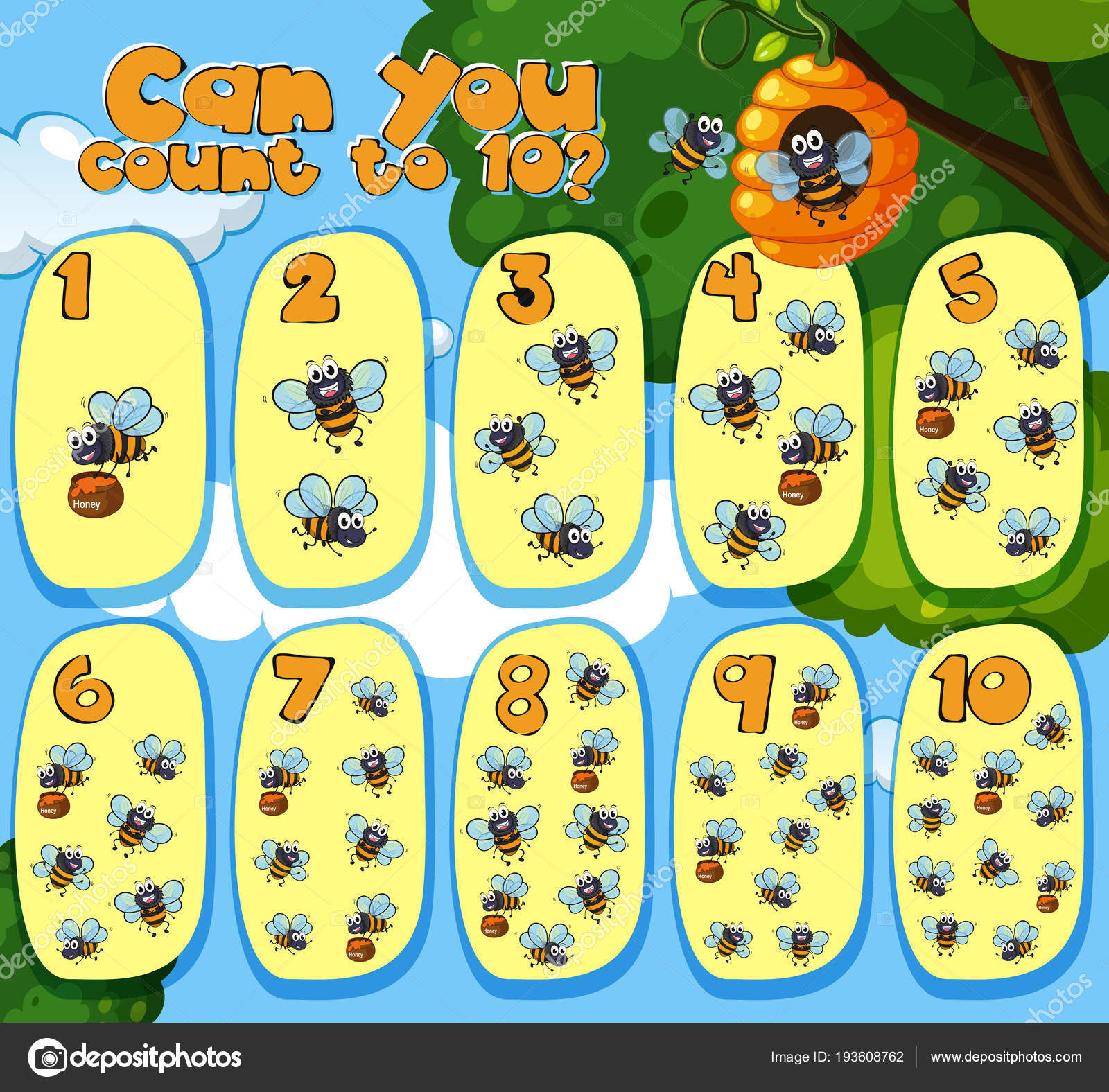 Mathematics Counting Bees 1 to 10 Stock Vector Image by ©interactimages ...