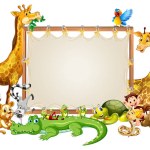 Border template design with cute animals at the zoo Stock Vector Image ...