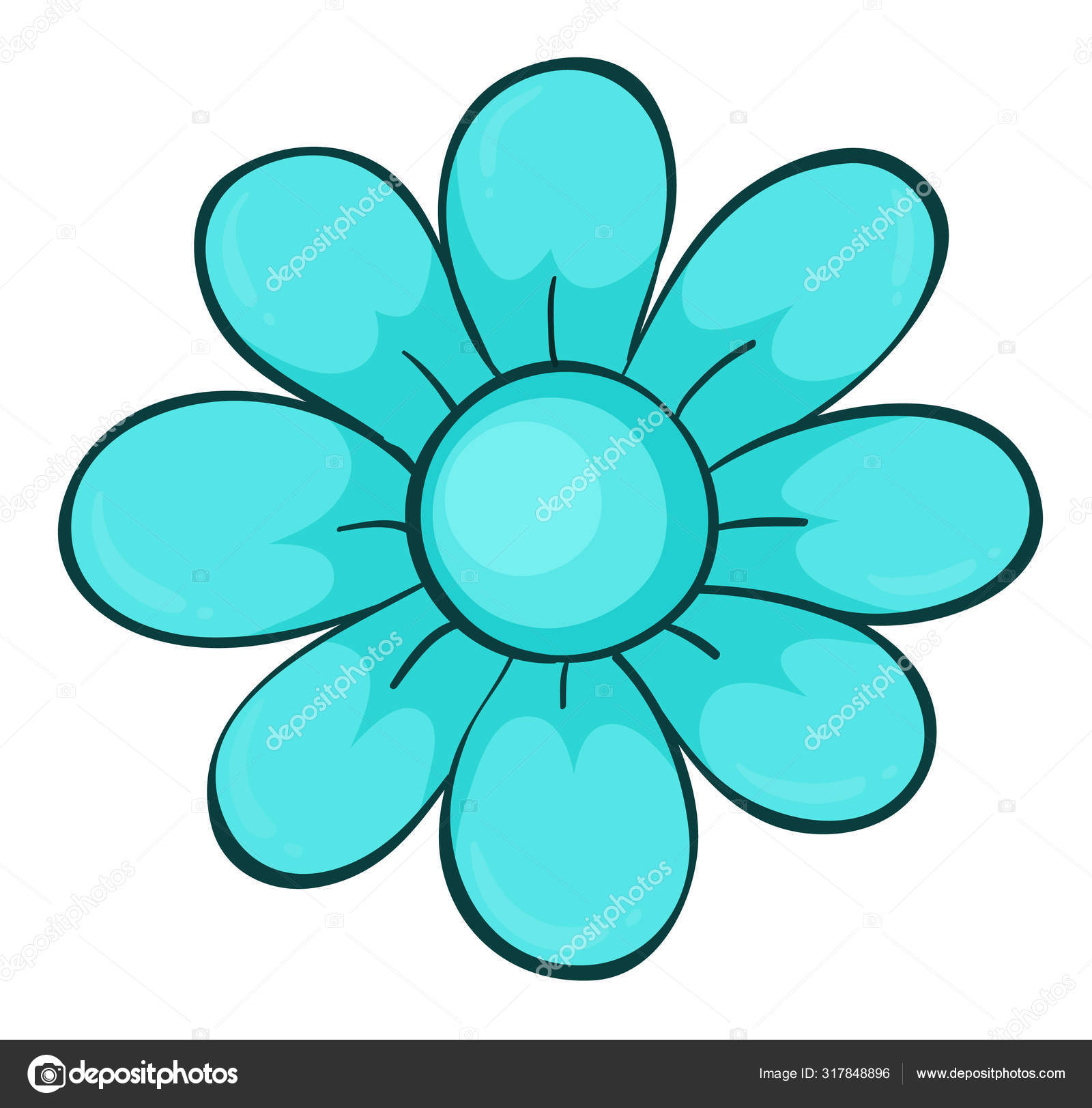 Bunga tunggal dengan warna biru Vektor Stok oleh ©interactimages 317848896