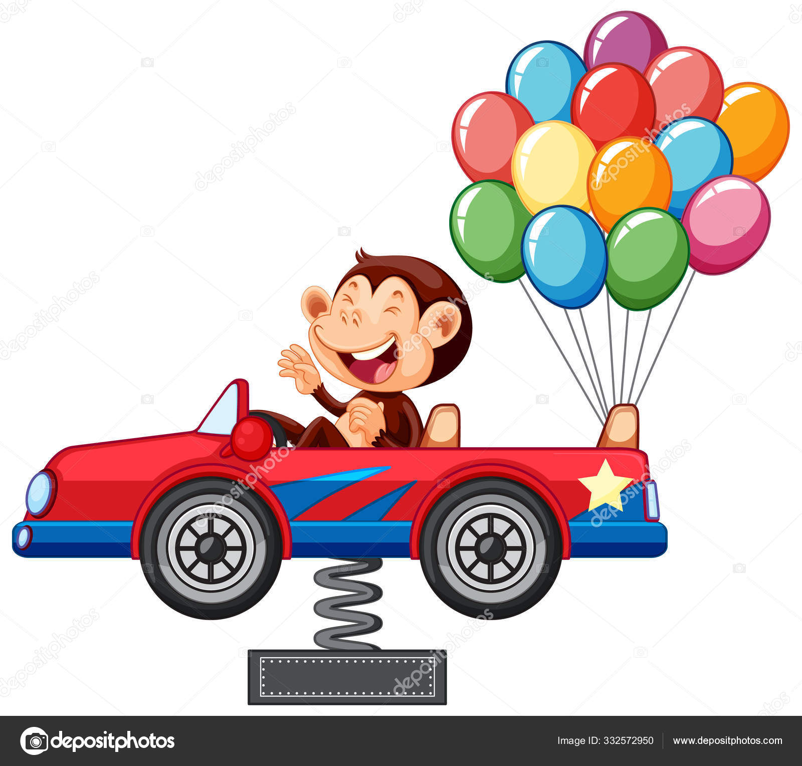 Monkey riding on toy car with colorful balloons Stock Vector Image by ...