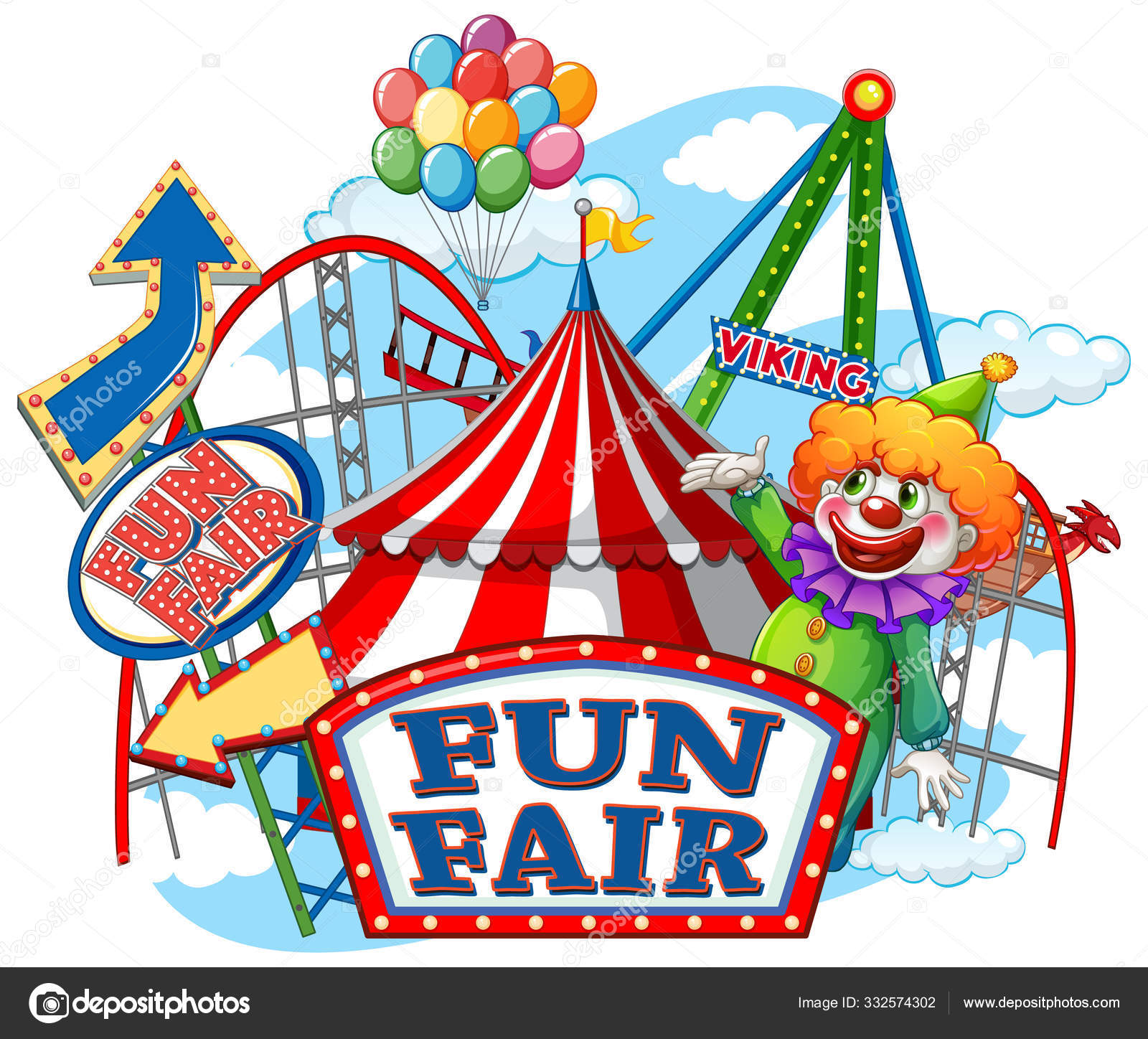 Fun fair sign and circus rides in background Stock Vector Image by ...