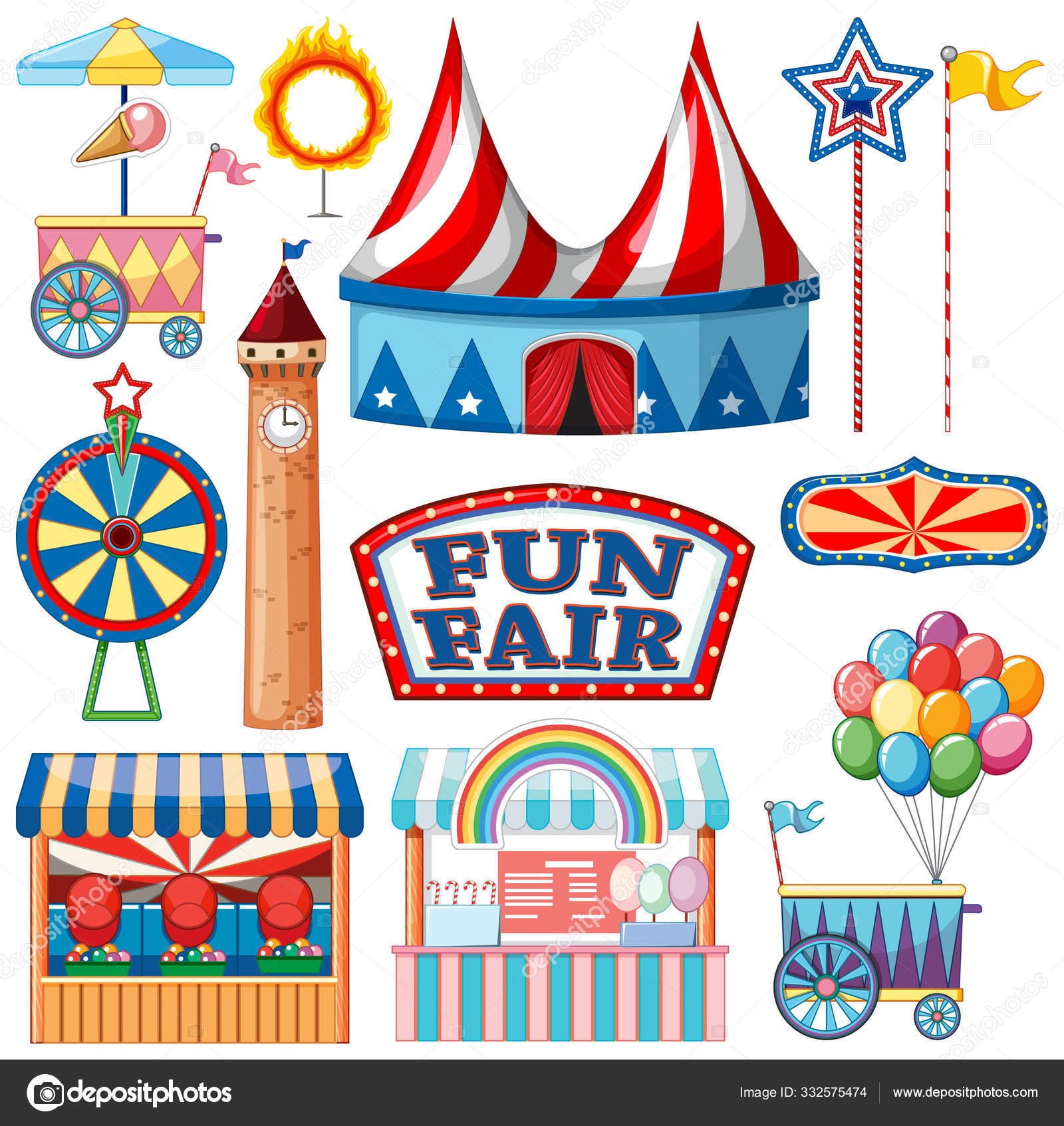 Set of circus items on white background ⬇ Vector Image by ...