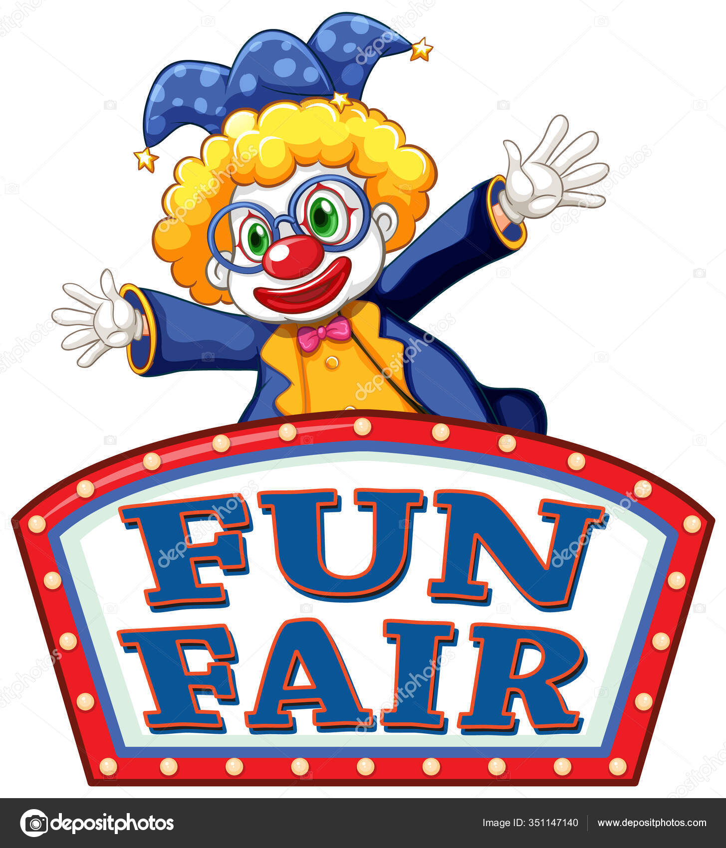 Fun Fair Sign Template Happy Clown Background Illustration Stock Vector ...