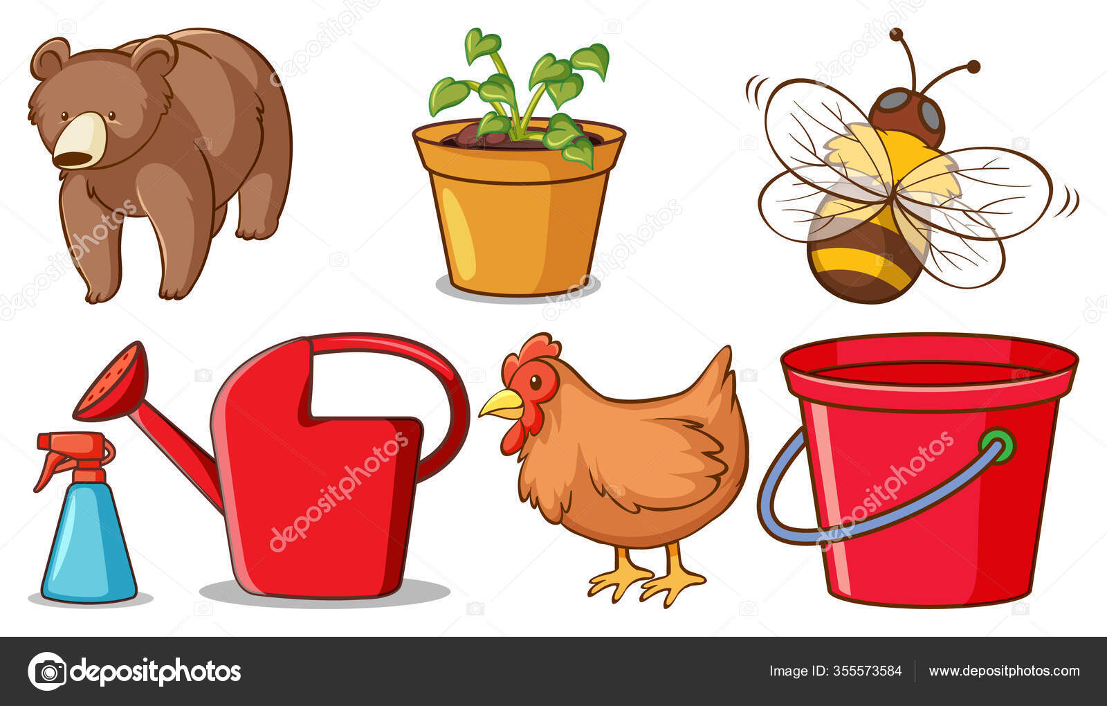 Large Set Different Animals Other Objects White Background Illustration ...