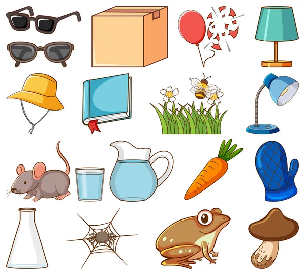 Large Set Different Food Other Items White Background Illustration ...