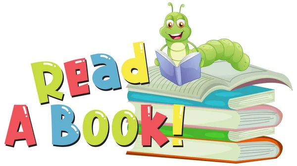 Font design for word read a book with bookworm reading illustration ...