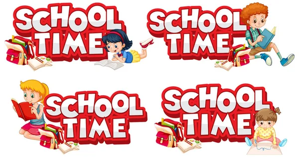 Font Design Word School Time White Background Illustration Stock Vector ...