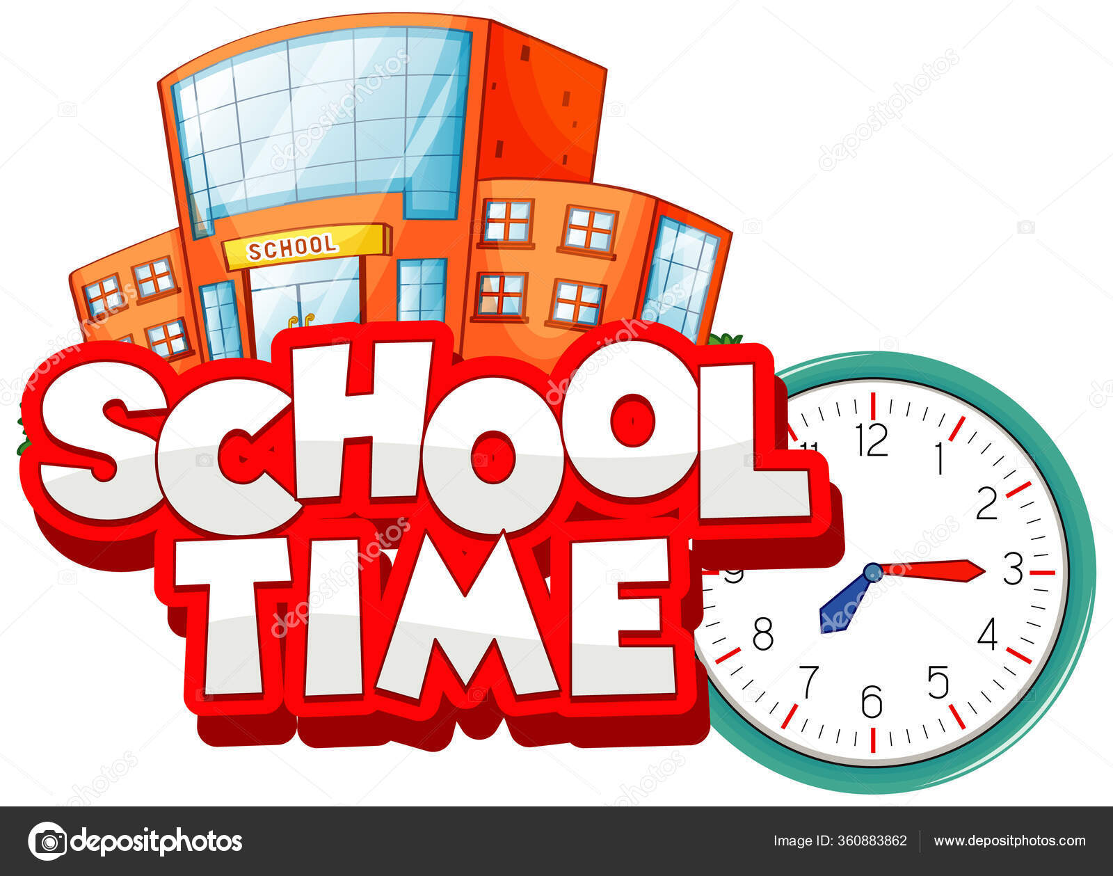 Font Design Word School Time White Background Illustration Stock Vector ...