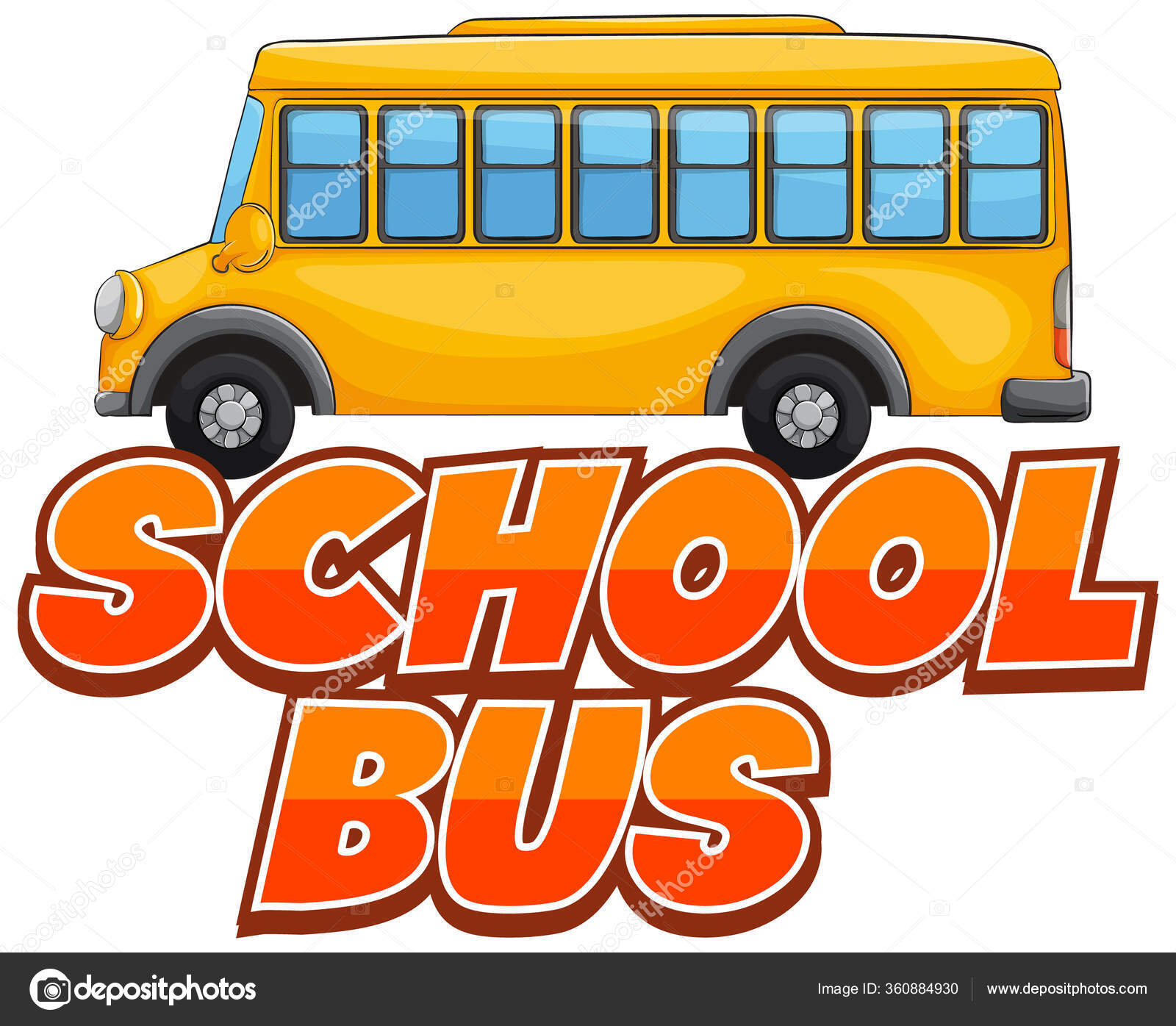 Image vectorielle Conception Police Pour Bus Scolaire Mot Avec Bus ...