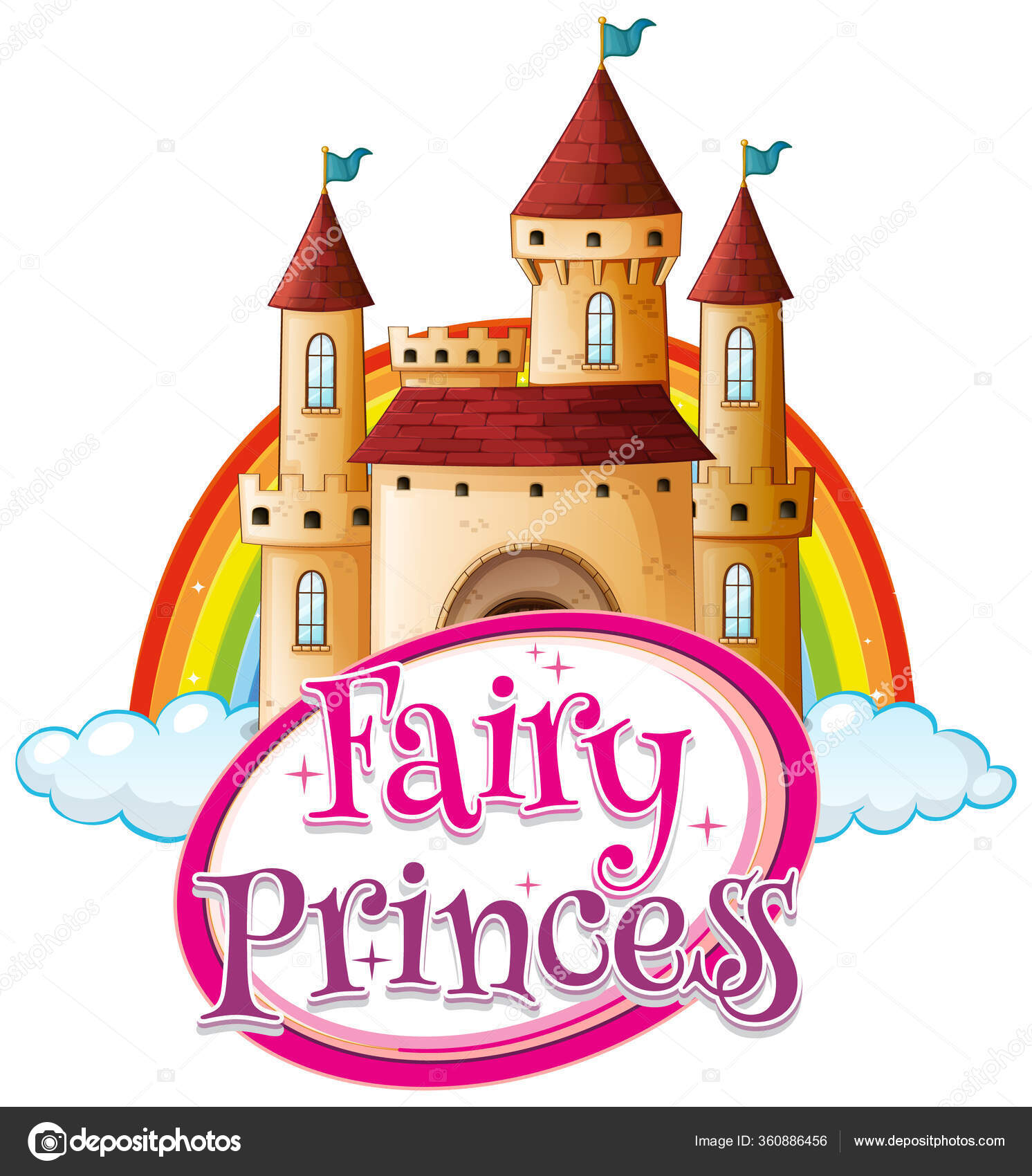 Police Design Pour Mot Princesse Fée Avec Grand Château Sur Vecteur par ...