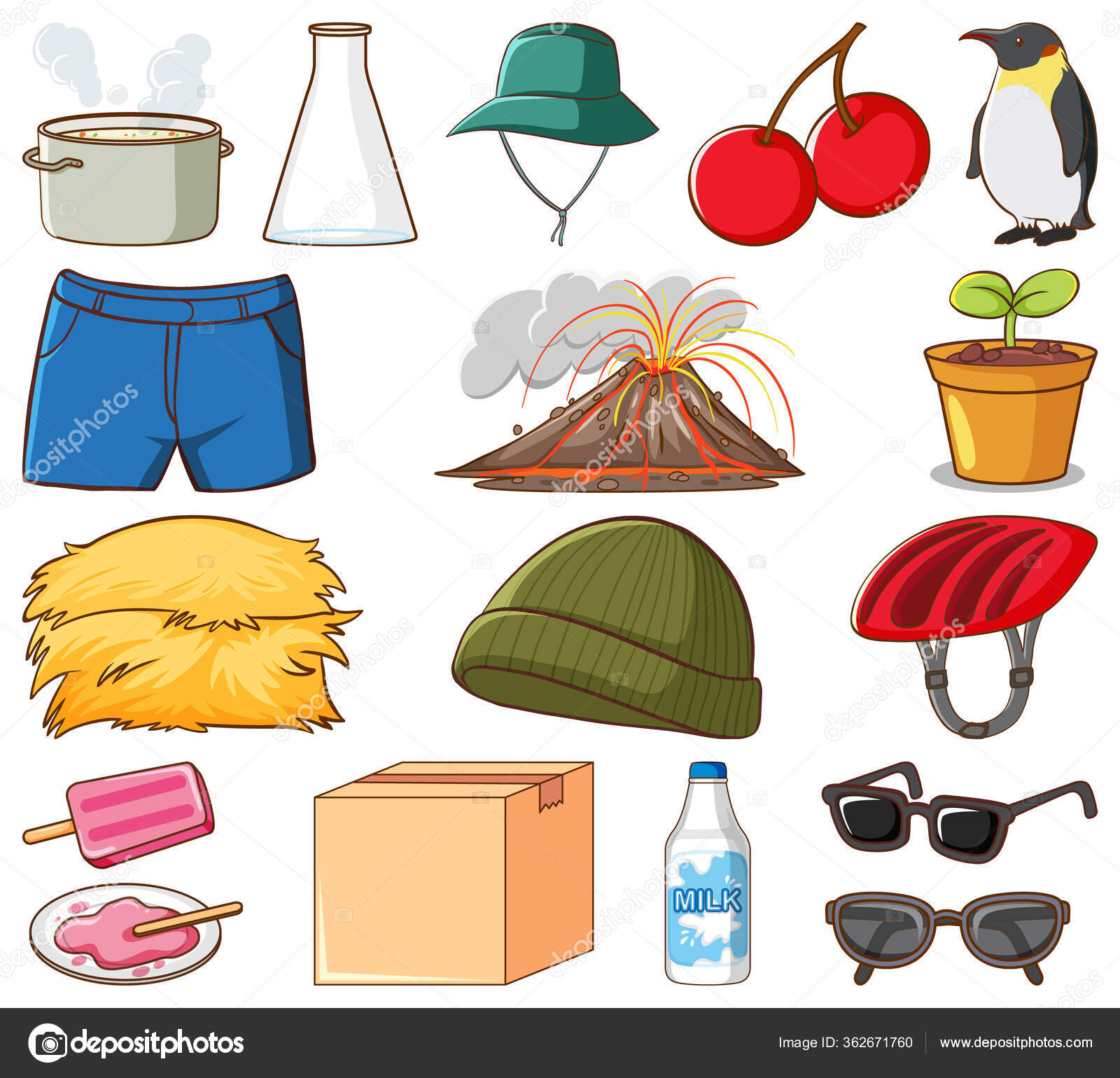 Large Set Different Animals Other Objects White Background Illustration ...