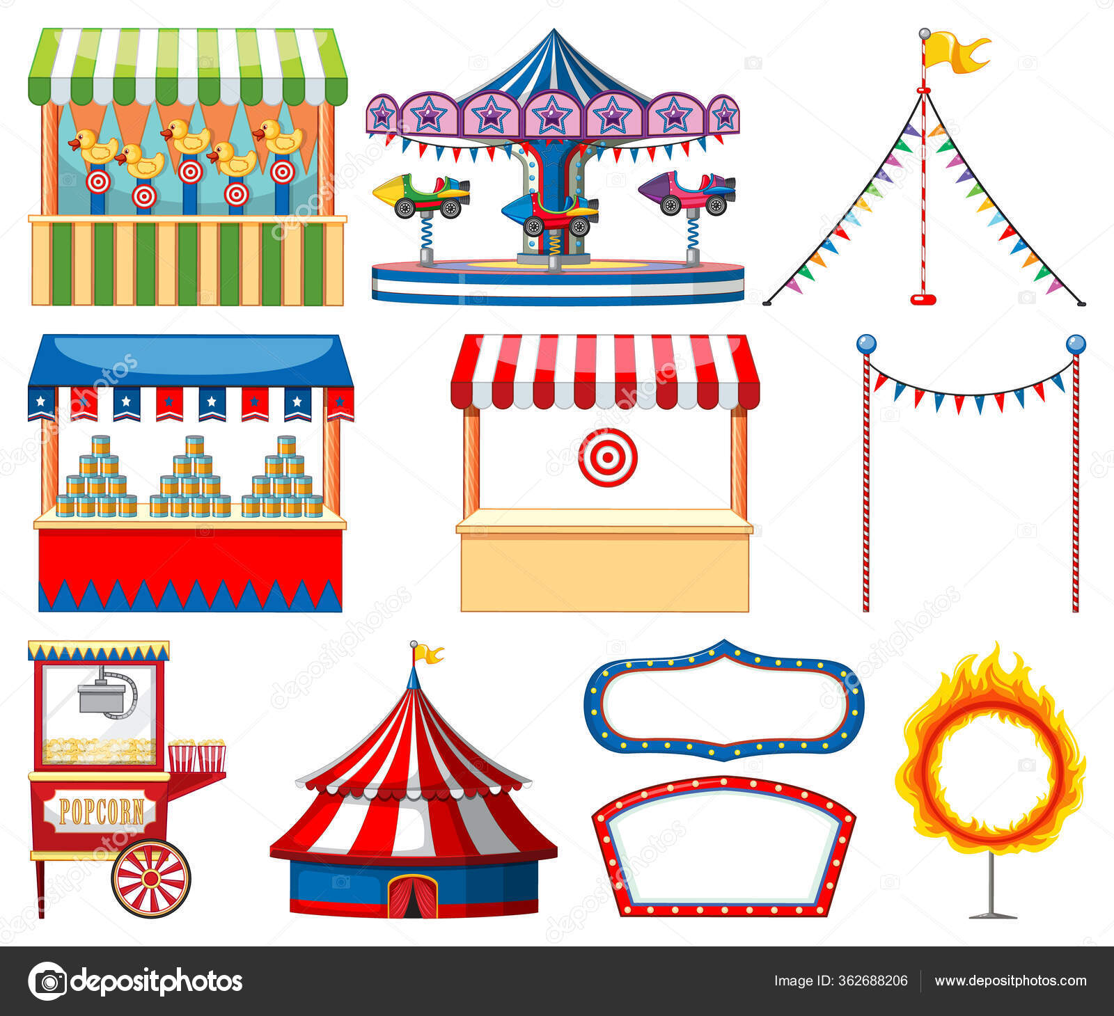 Set Circus Items White Background Illustration Stock Illustration by ...