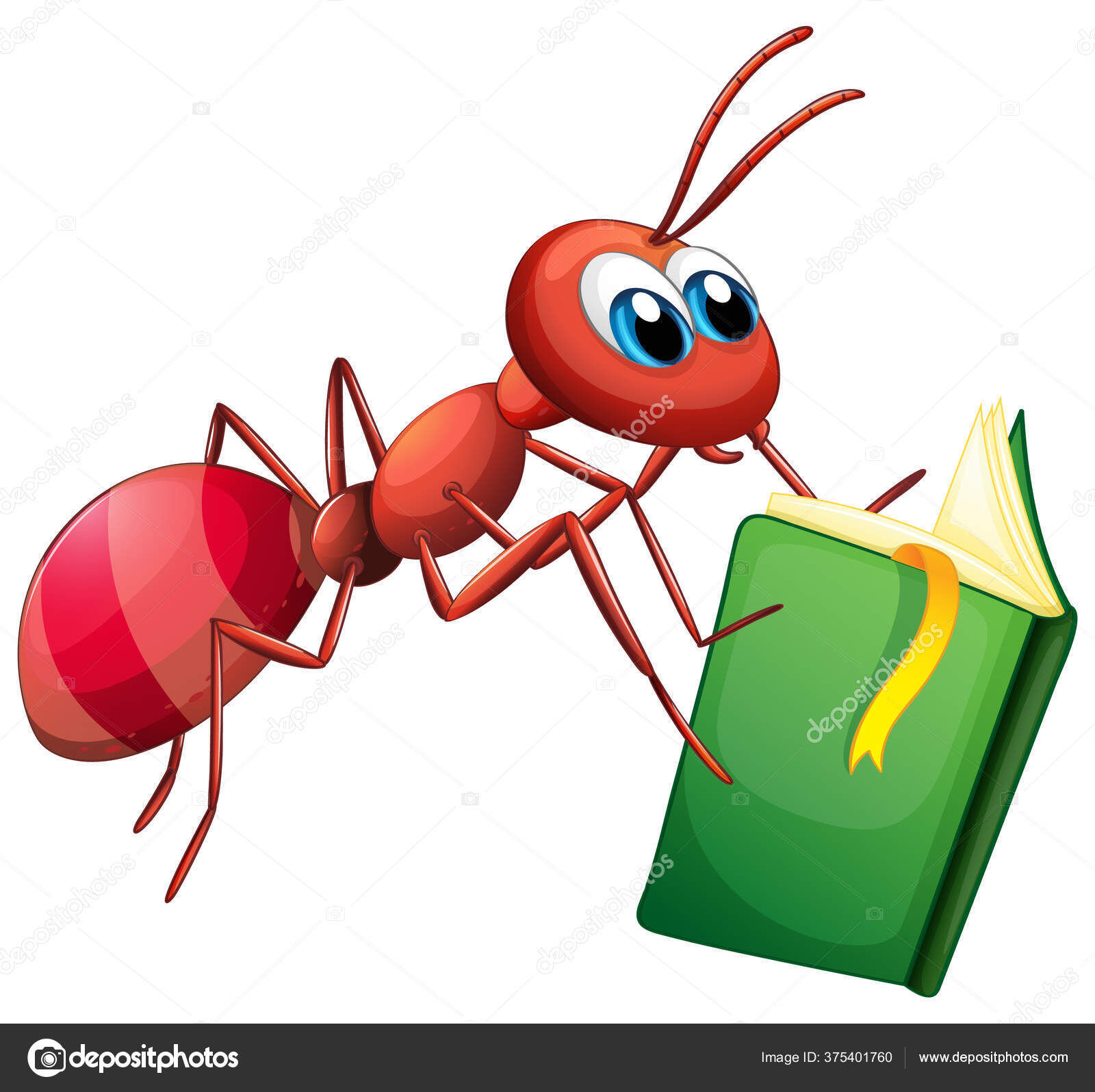 Ant Reading Book White Background Illustration Stock Illustration by ...